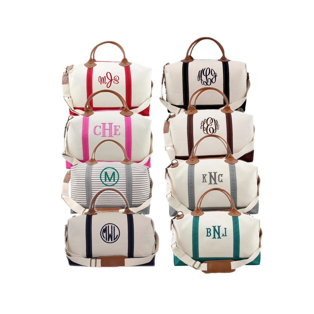 Personalized Canvas Weekender Bag: Embroidered Duffel for Bridesmaids ...