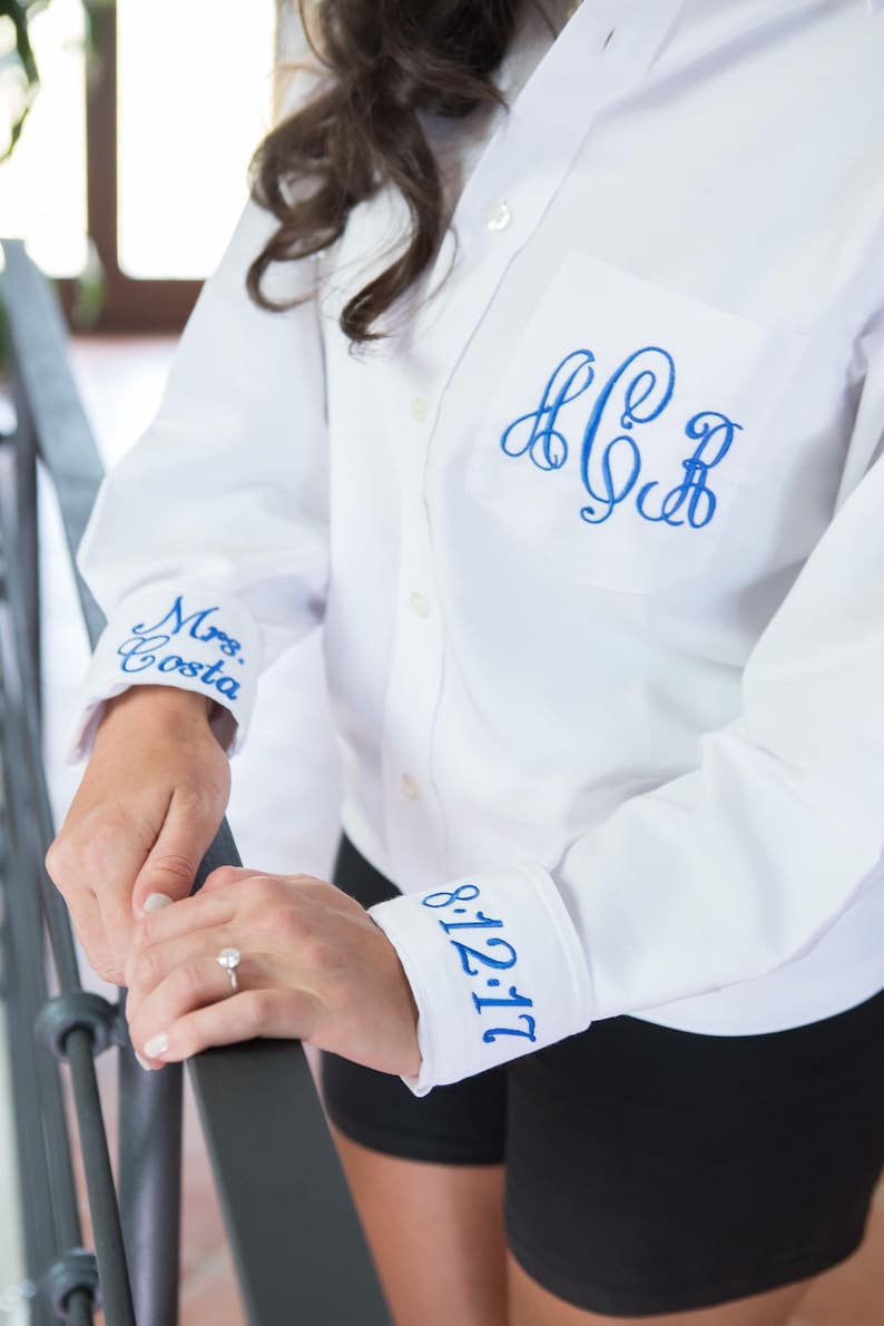 Monogrammed Oxford Bridal Party Shirt: Wedding Day Getting Ready Shirt ...
