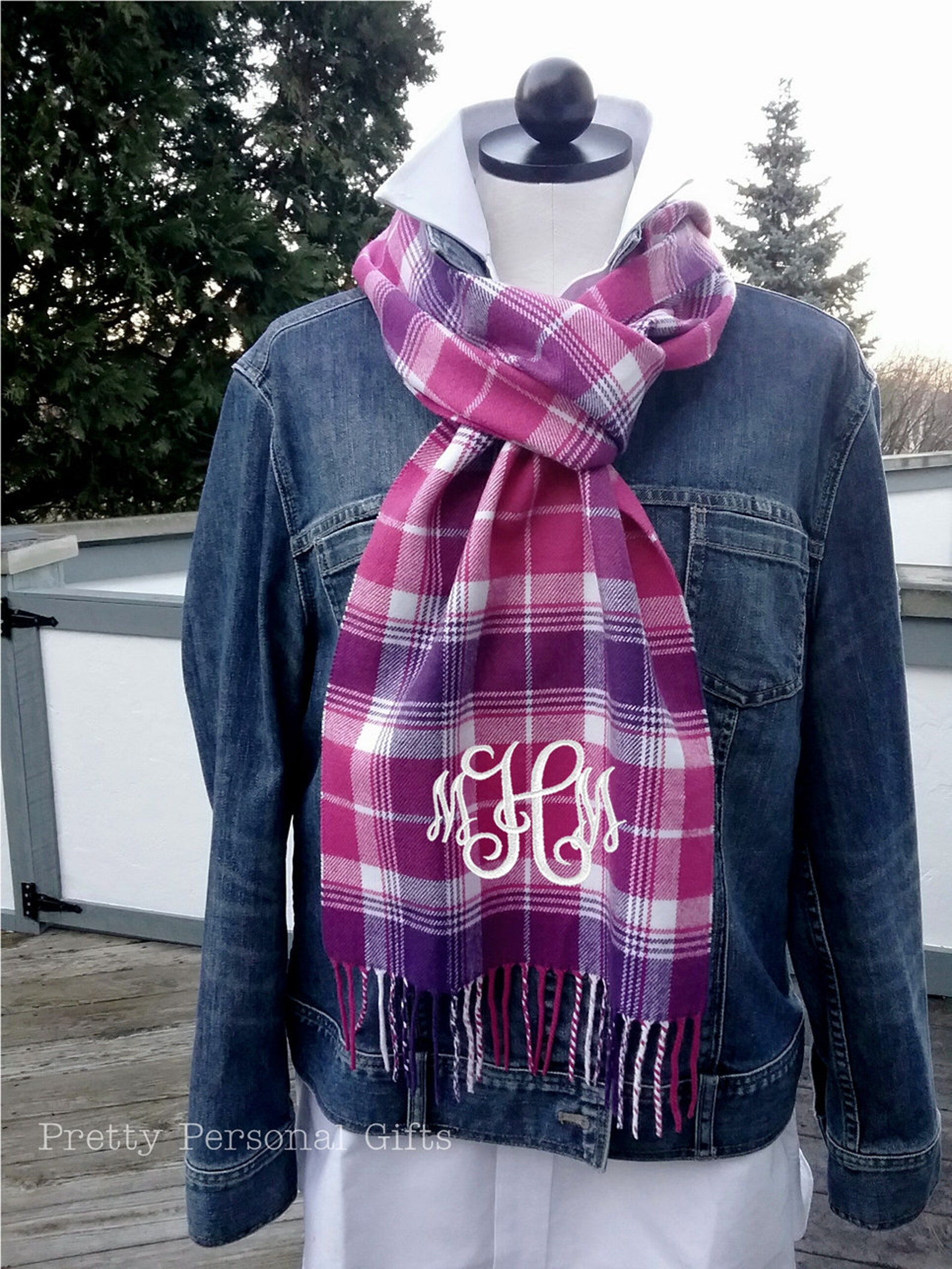 Scarf Monogrammed Scarves Personalized Scarf | Etsy