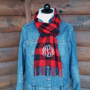 Scarf, Monogrammed Scarves, Personalized Scarf, Plaid Winter Scarf With ...