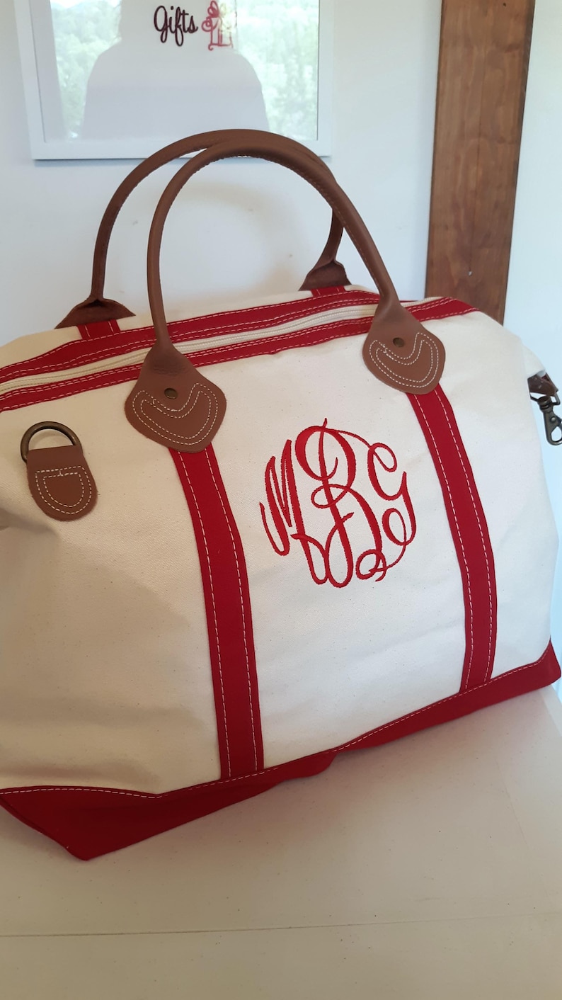 Personalized Canvas Duffel Bag: Embroidered Monogram Travel Weekender ...