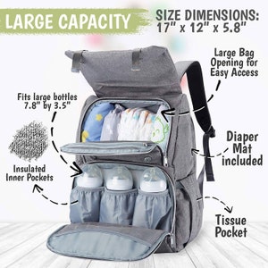 Gray Backpack Diaper Bag Monogrammed, Diaper Bag Backpack With Monogram ...