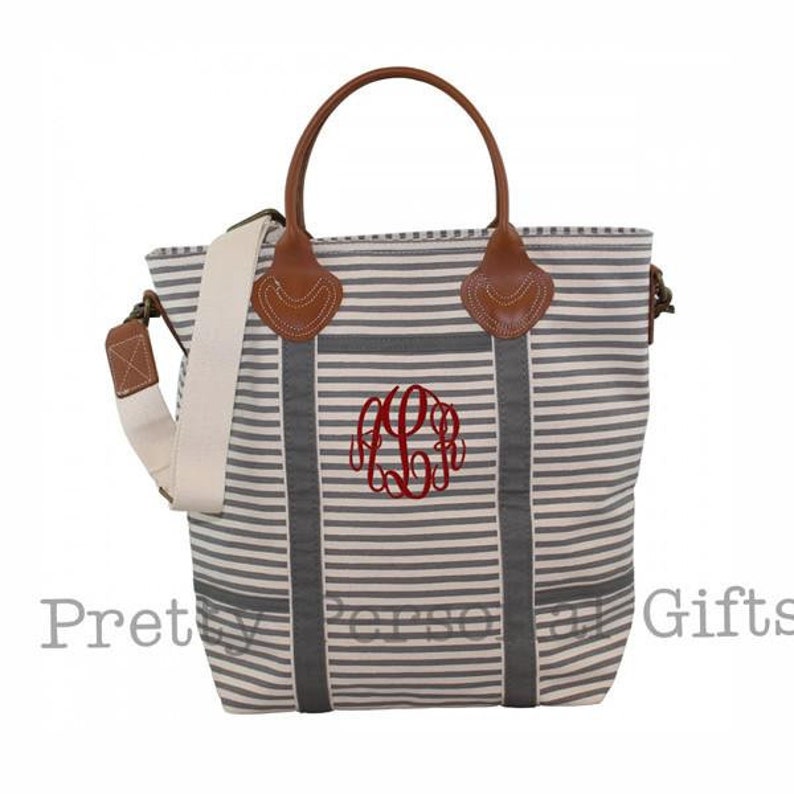 Personalized Canvas Flight Bag: Embroidered Monogram, Leather Handles ...