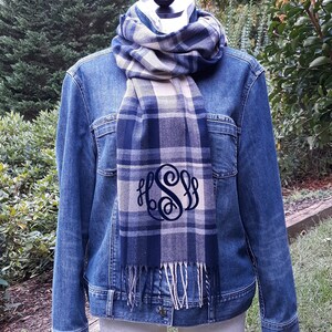 Monogrammed Scarf, Personalized Scarves, Monogram Winter Scarf, Plaid ...