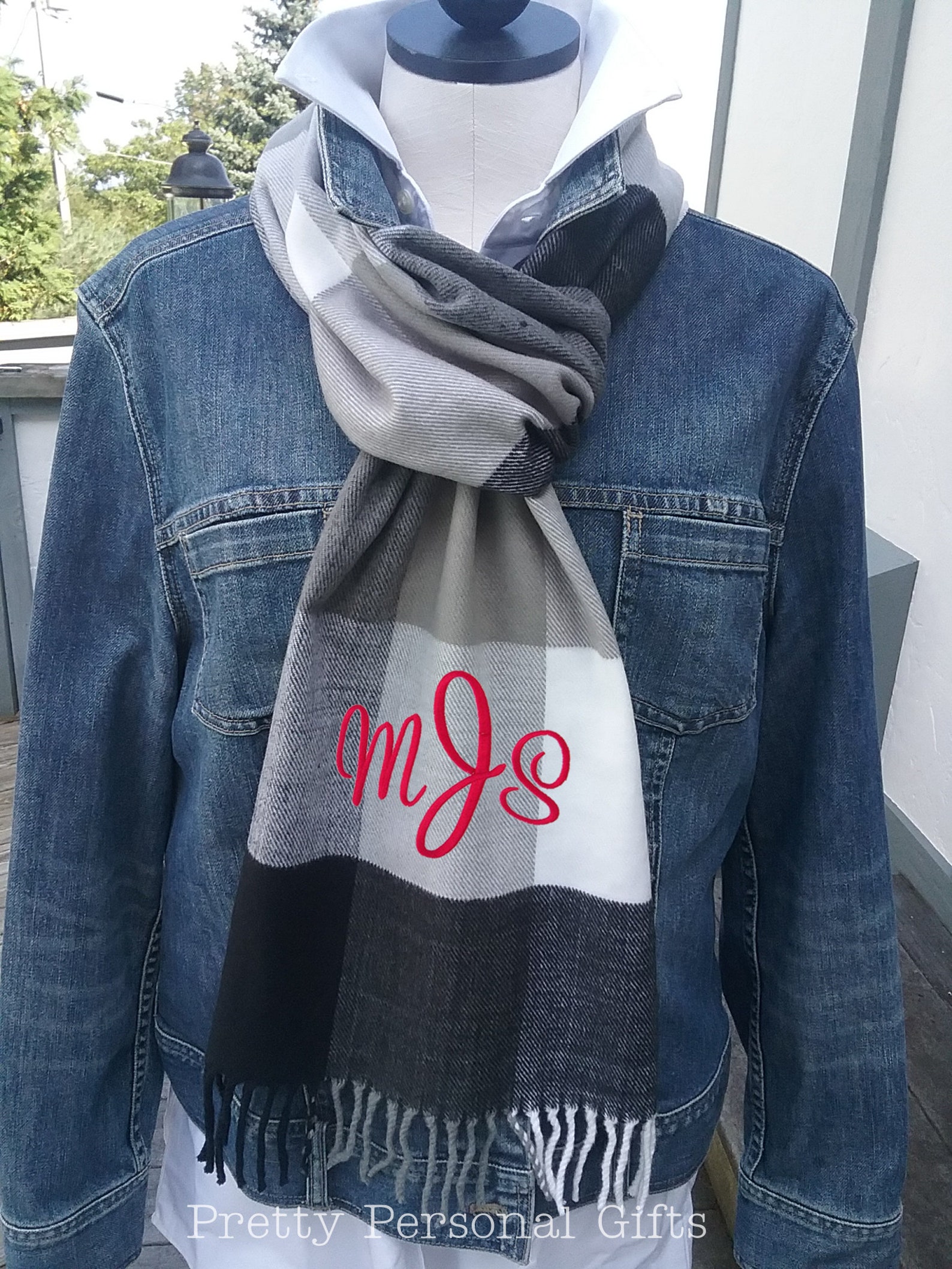 Scarf Monogrammed Scarves Personalized Scarf - Etsy