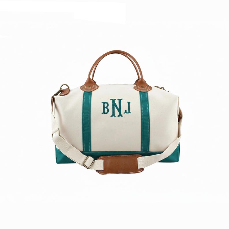 Personalized Canvas Duffel Bag: Embroidered Monogram Travel Weekender ...