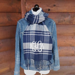 Scarf, Monogrammed Scarves, Personalized Scarf, Plaid Winter Scarf With ...