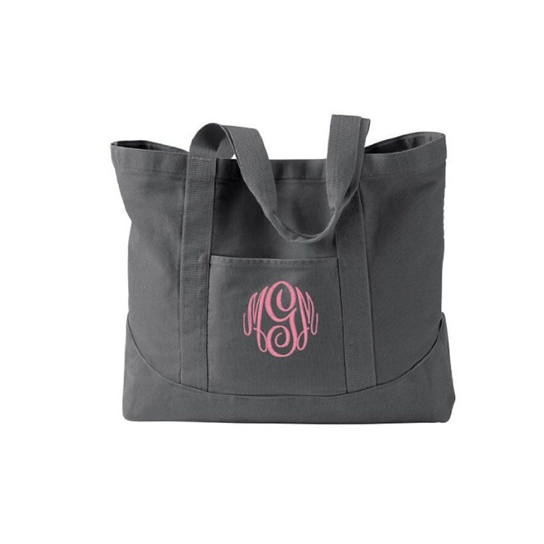 Monogrammed Tote Bag, Personalized Canvas Tote Bag With Embroidered ...