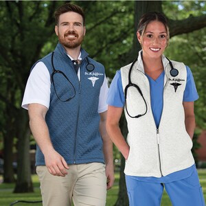 Men's Quilted Vest for Doctor or Nurse, Vest to Wear With Scrubs ...