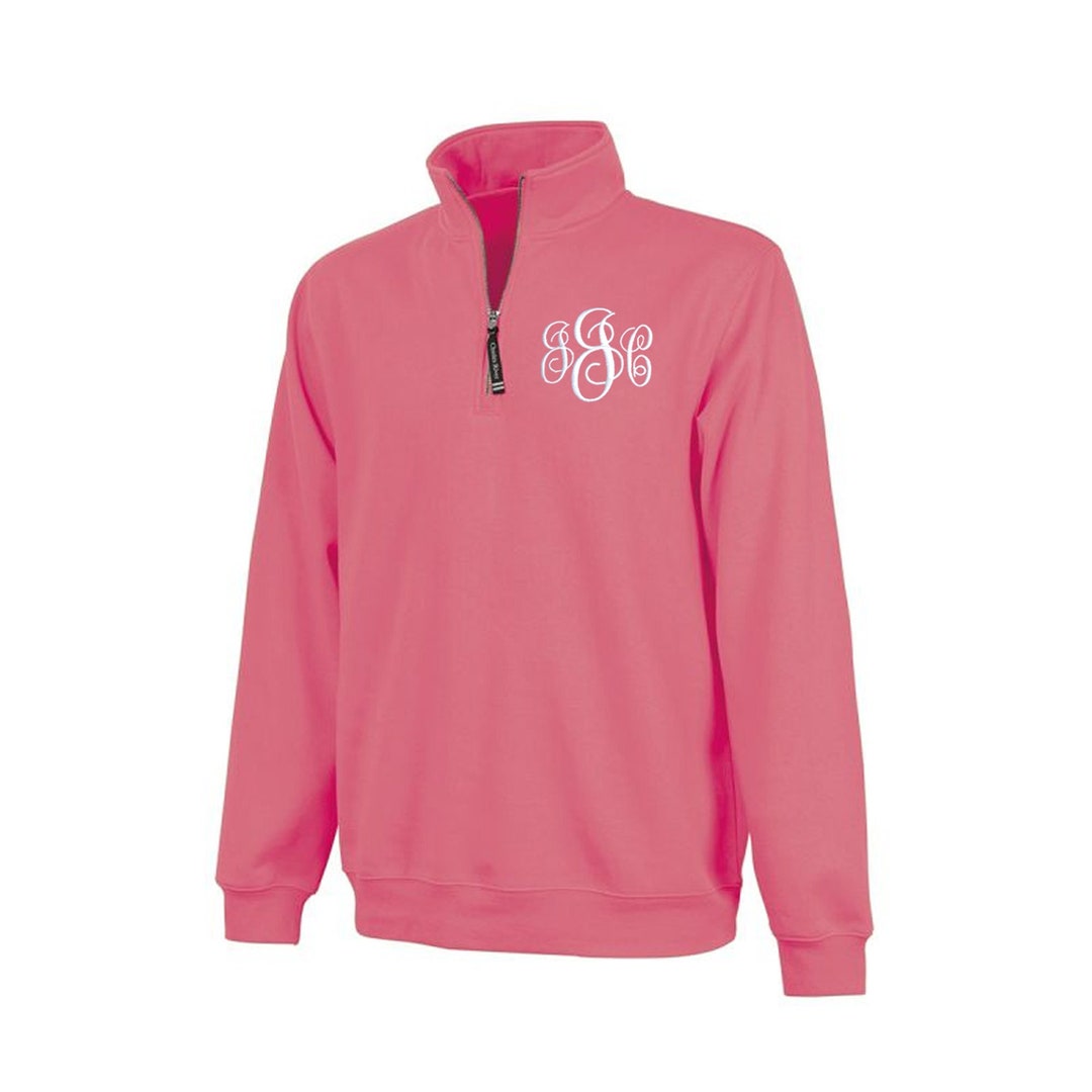Monogrammed Quarter Zip Pullover: Embroidered Cotton Blend Sweatshirt ...
