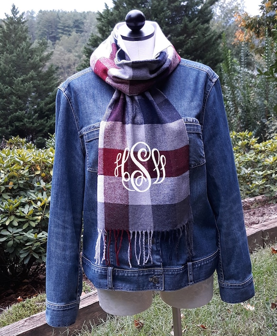 Scarf Monogrammed Scarves Personalized Scarf | Etsy