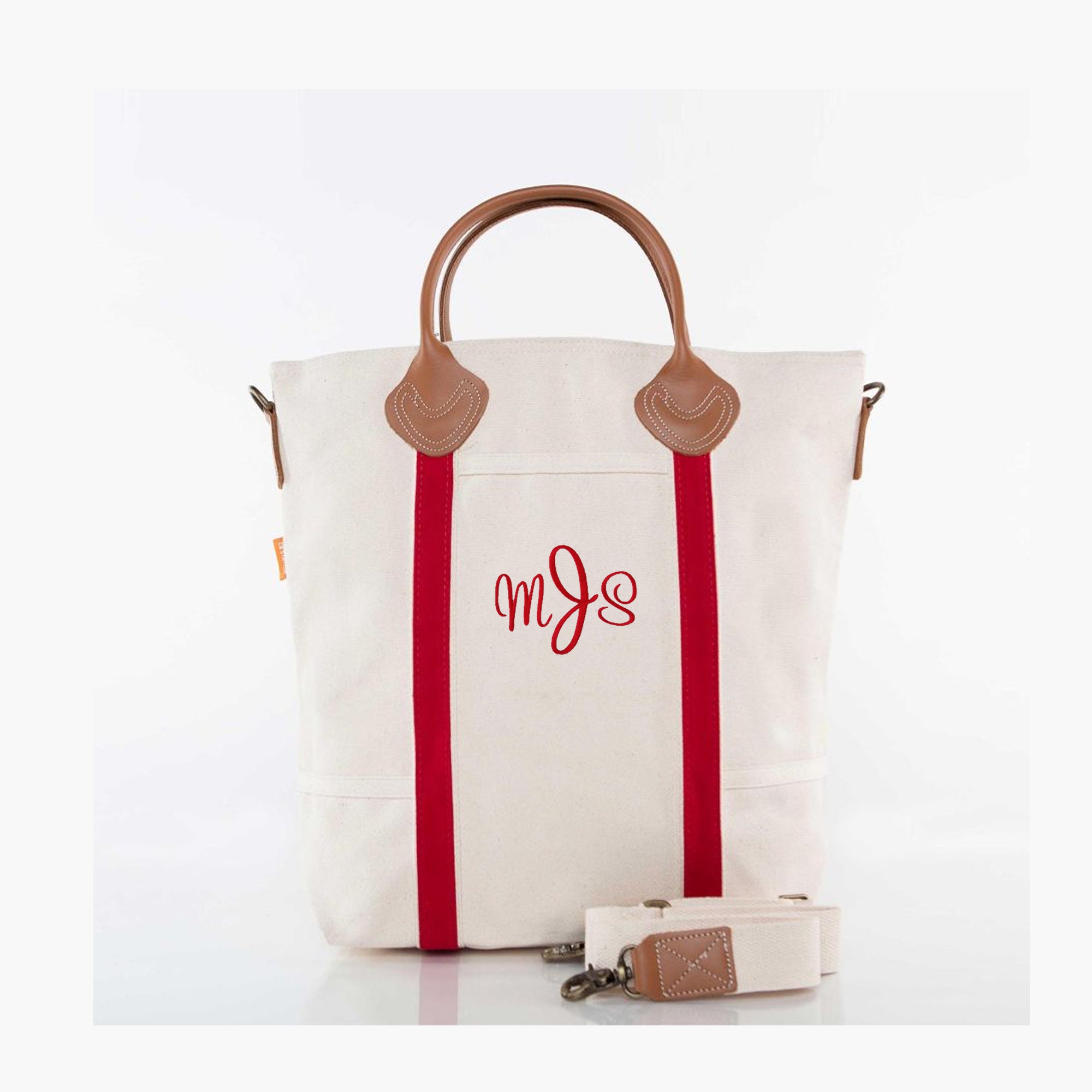 Personalized Canvas Flight Bag: Embroidered Monogram, Leather Handles ...