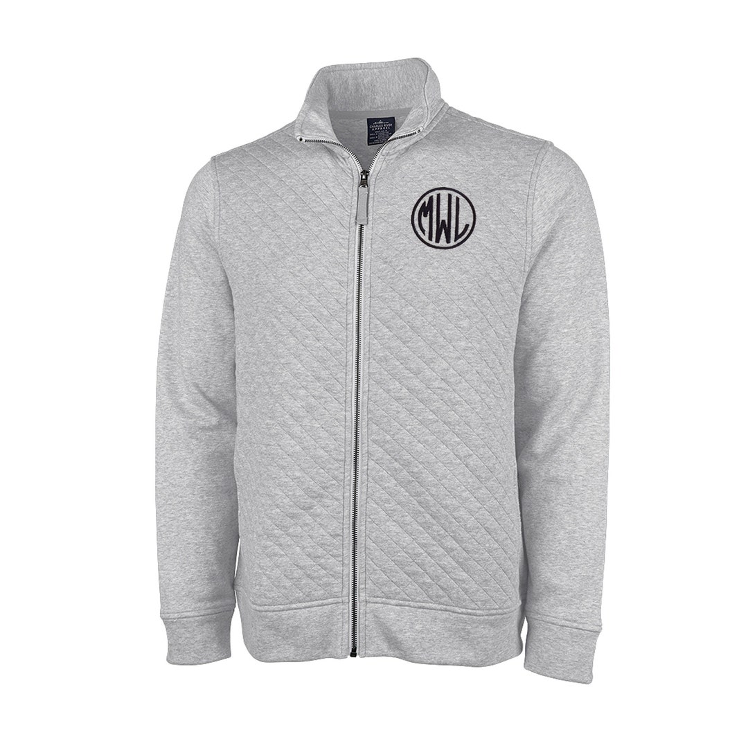 Men's Quilted Jacket With Monogram, Monogrammed Quilted Full Zip ...