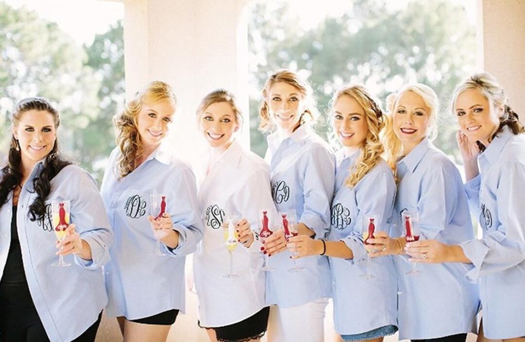 Monogrammed Bride Getting Ready Shirt: Oxford Wedding Day Shirt - Etsy