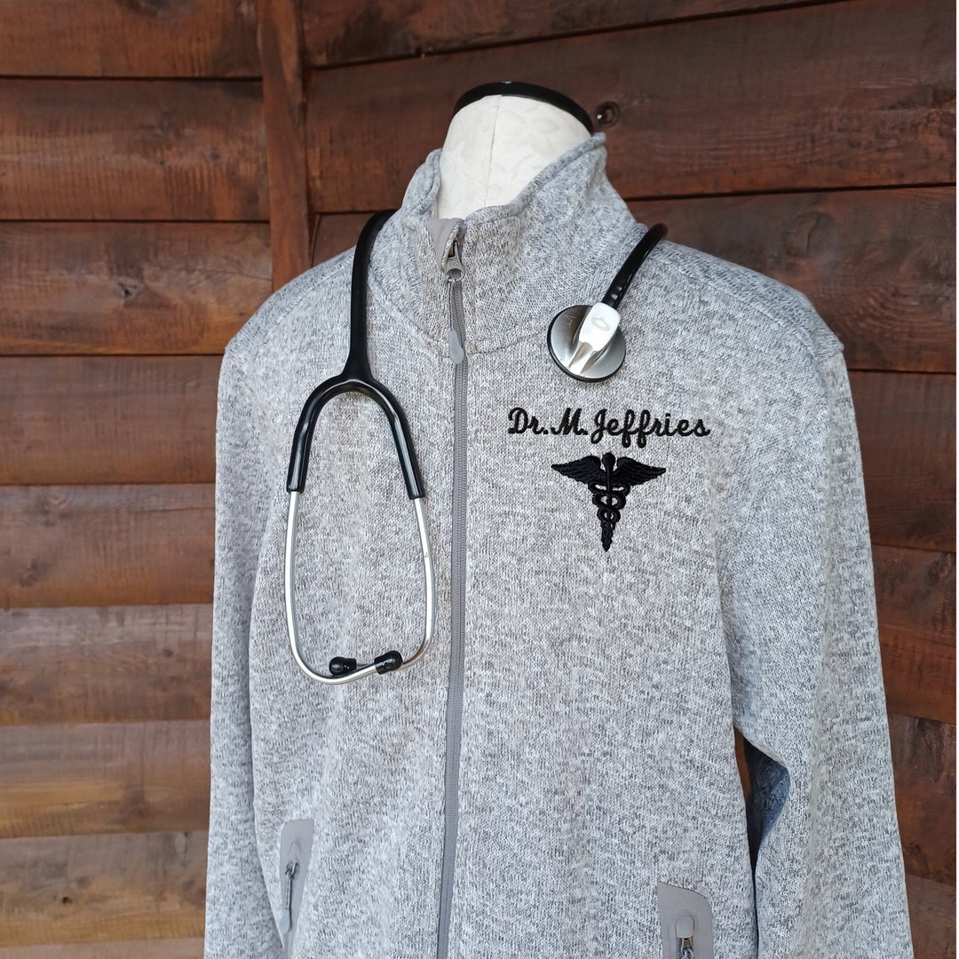 Men's Knit Sweater Jacket or Vest for Doctor, Embroidered MD Apparel ...