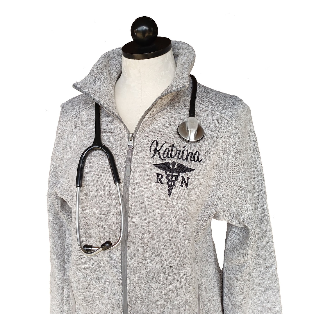 Personalized Nurse Jacket Embroidered, RN Jacket, Medical Sweater Knit ...