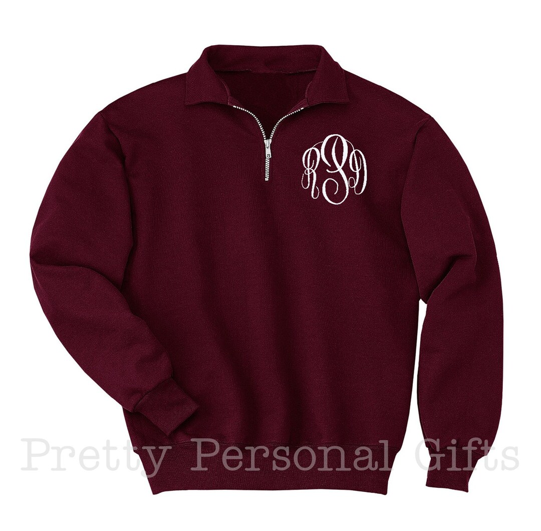 Sweatshirt With Monogram - Quarter Zip Pullover Sweatshirt Monogrammed ...