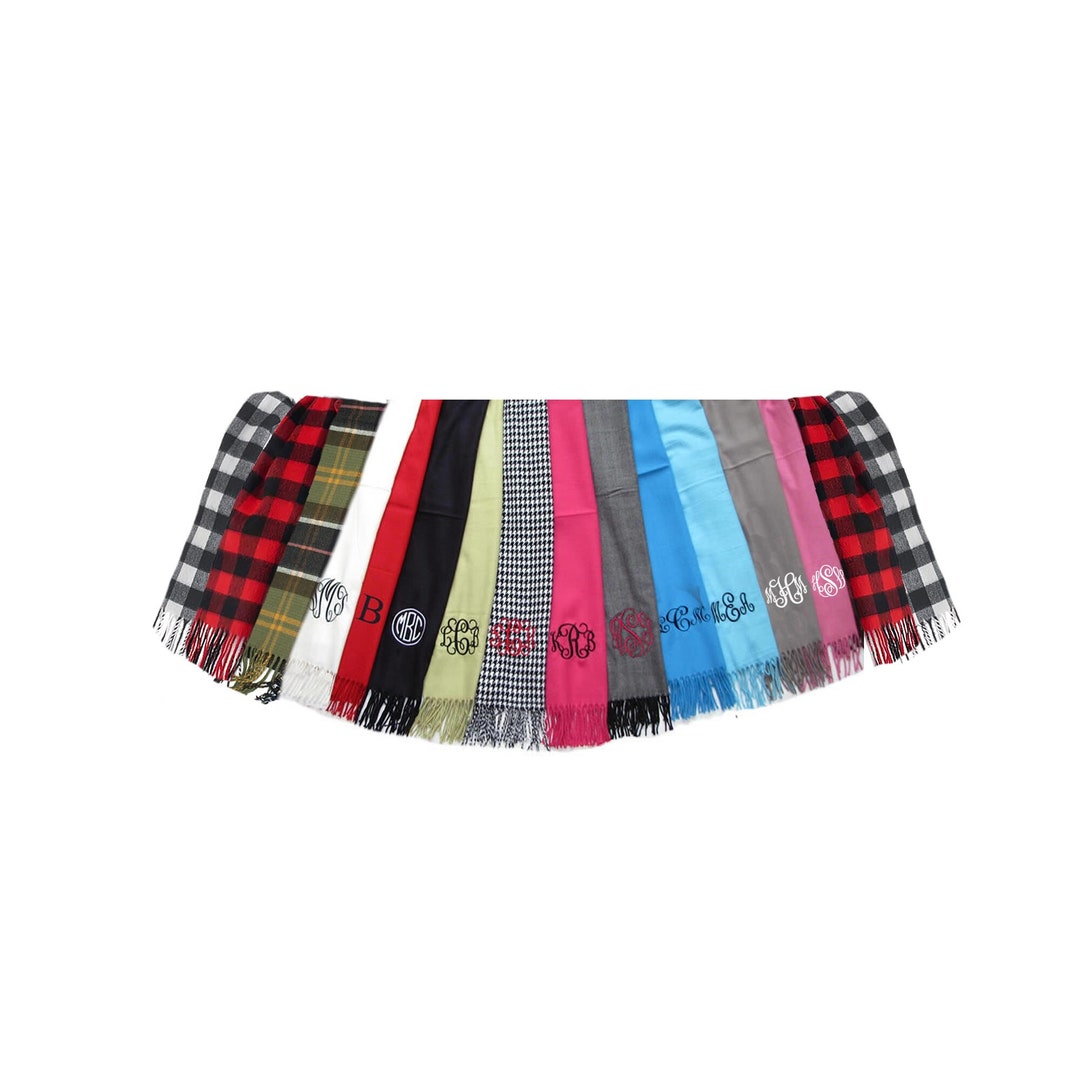 Monogrammed Scarf, Personalized Scarves, Monogram Winter Scarf, Plaid ...