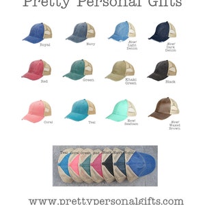 Trucker Hat With Monongram Distressed Tan Mesh Back | Etsy