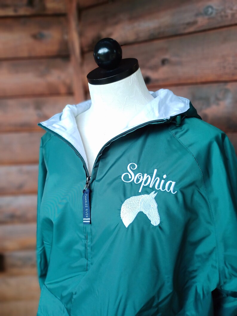Personalized Embroidered Horse Barn Jacket: Equestrian Windbreaker With ...