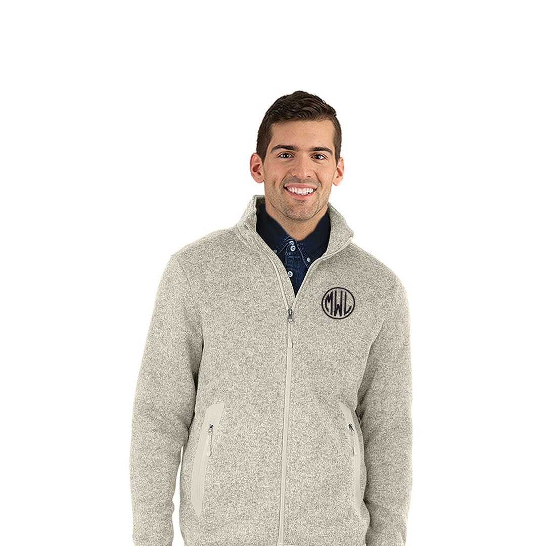 Personalized Men's Knit Sweater Jacket: Embroidered Monogram Fleece - Etsy