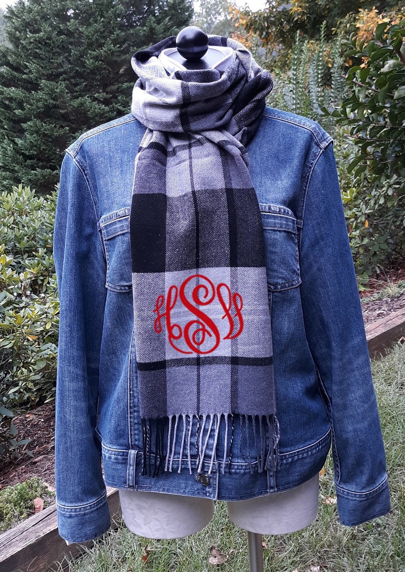 Scarf Monogrammed Scarves Personalized Scarf - Etsy