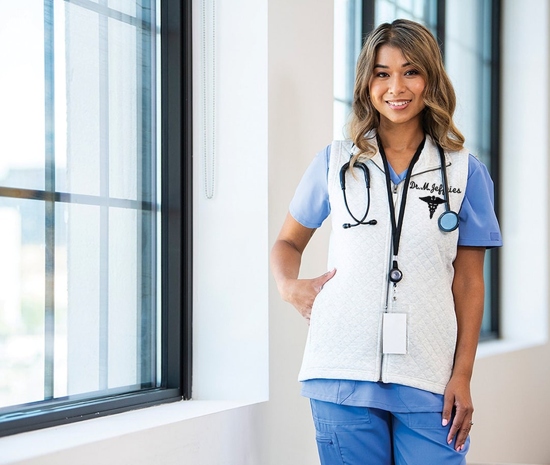 Personalized Quilted Vest: Embroidered Medical Apparel for Nurses ...