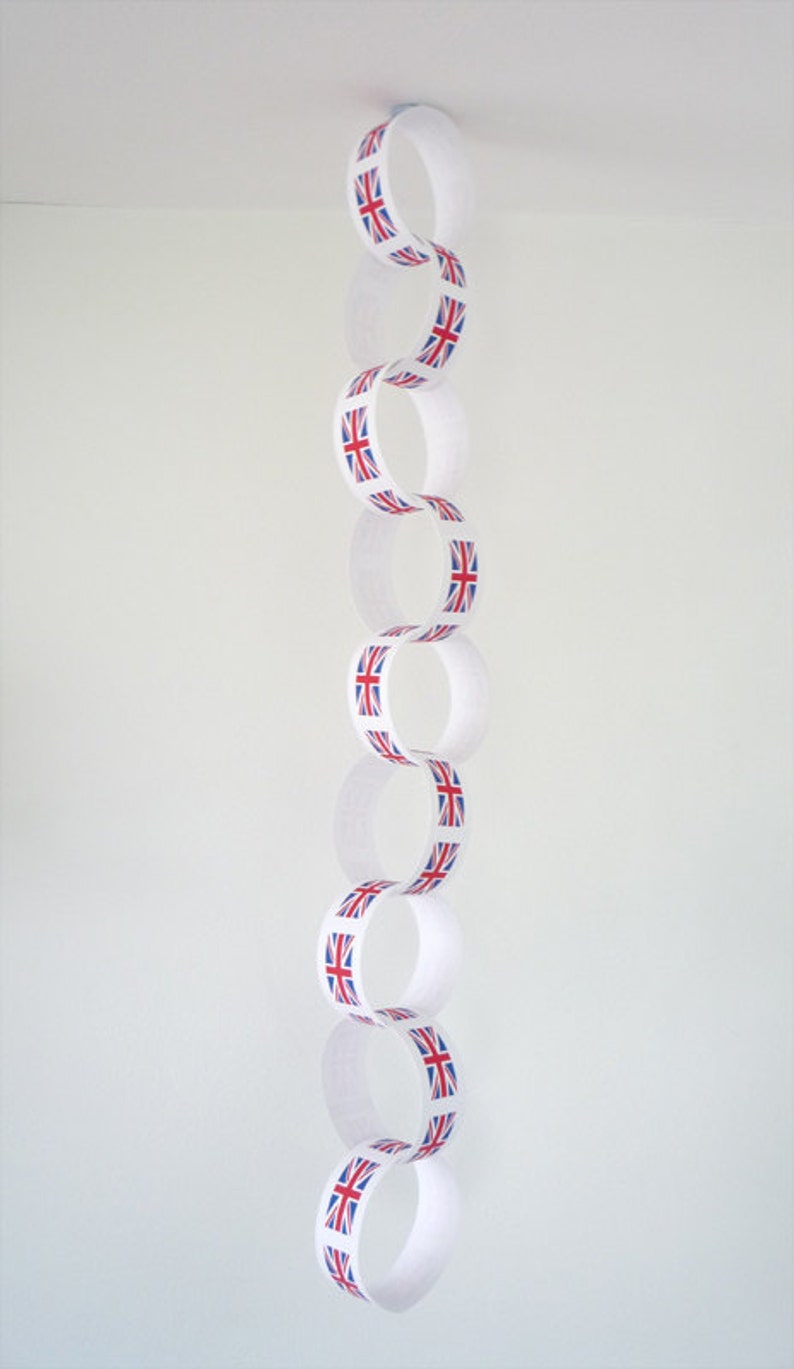 Paper Chain Garland Union Jack Flag Design Pdf Printable Party Banner ...