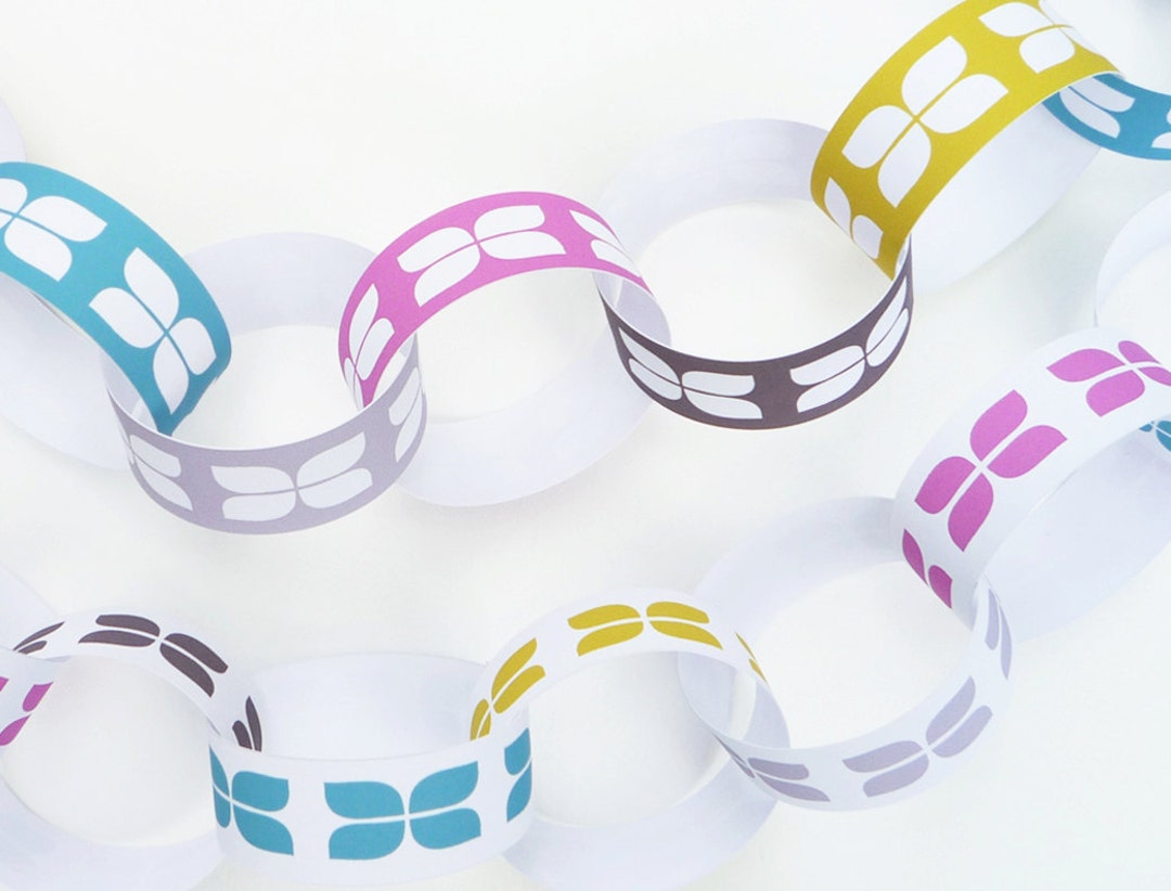 Tulip Design Retro Paper Chain Garland PDF Printable Party Decorations ...