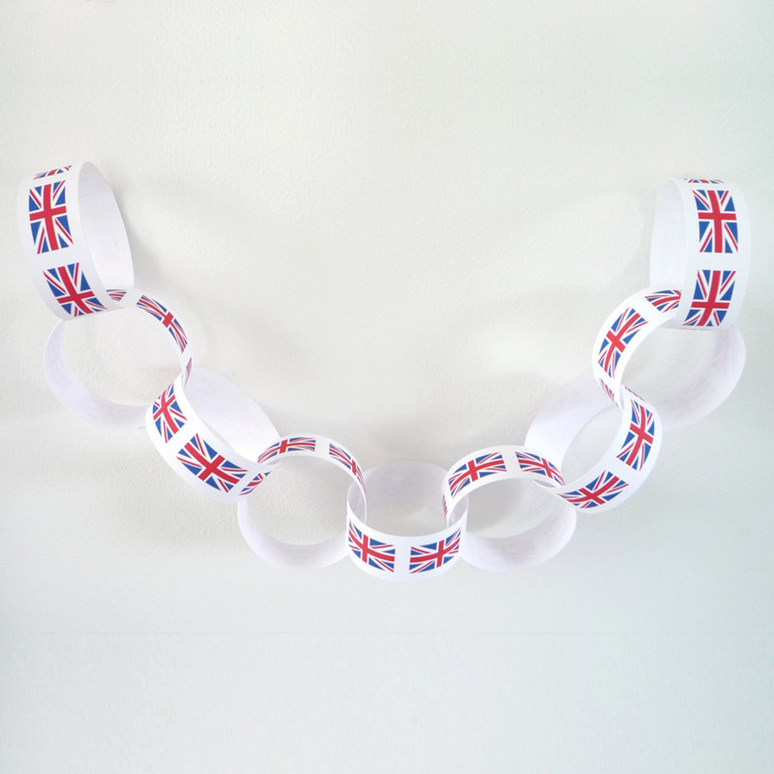 Paper Chain Garland Union Jack Flag Design Pdf Printable Party Banner ...