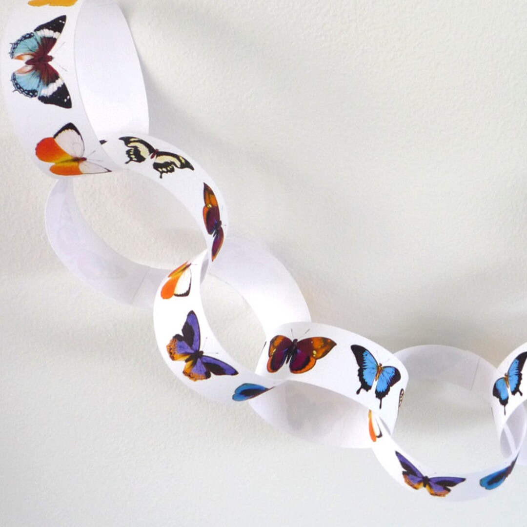 Paper Chain Garland Butterflies Design - Pdf Printable Banner ...