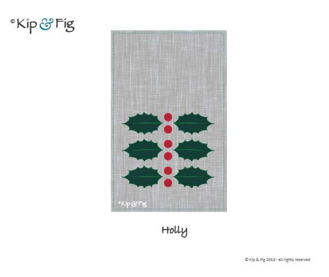 Holly Christmas Applique Template PDF Applique Pattern - Etsy