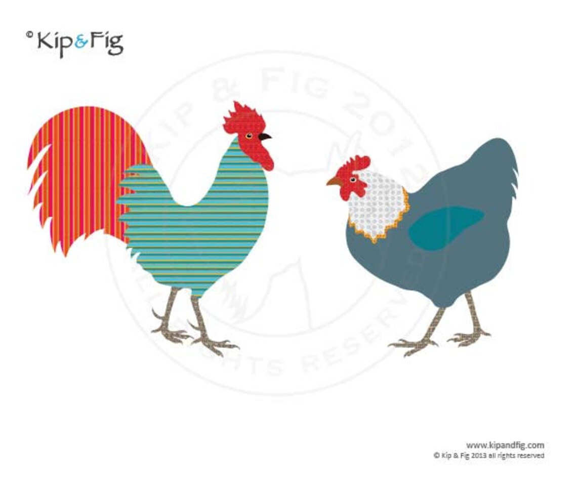 Rooster Chicken Applique Template PDF Applique Pattern - Etsy