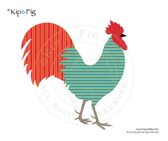 Rooster chicken applique template PDF applique pattern | Etsy