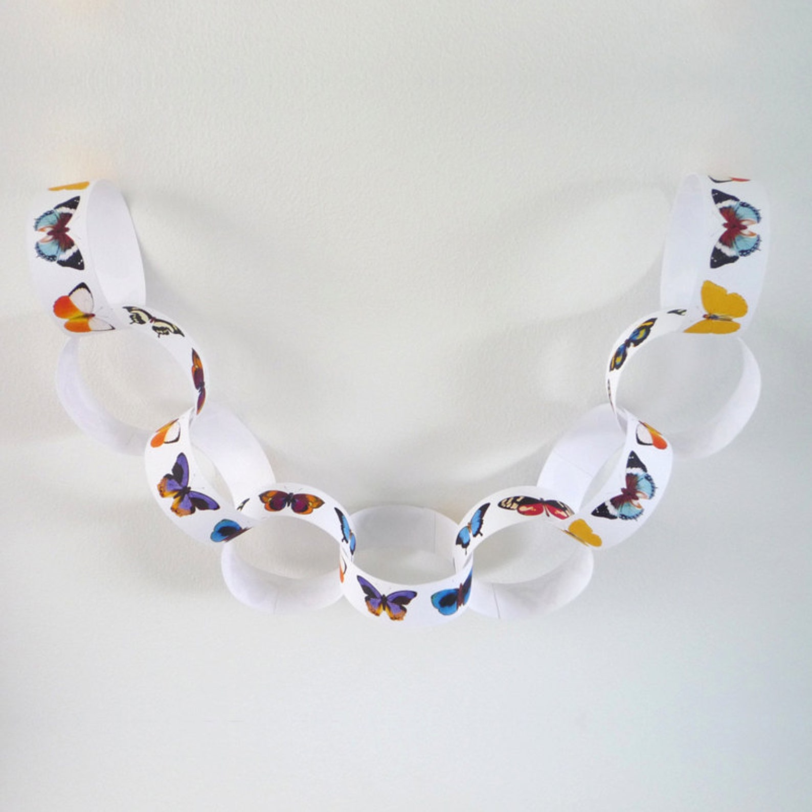 Paper Chain Garland Butterflies Design - Pdf Printable Banner ...