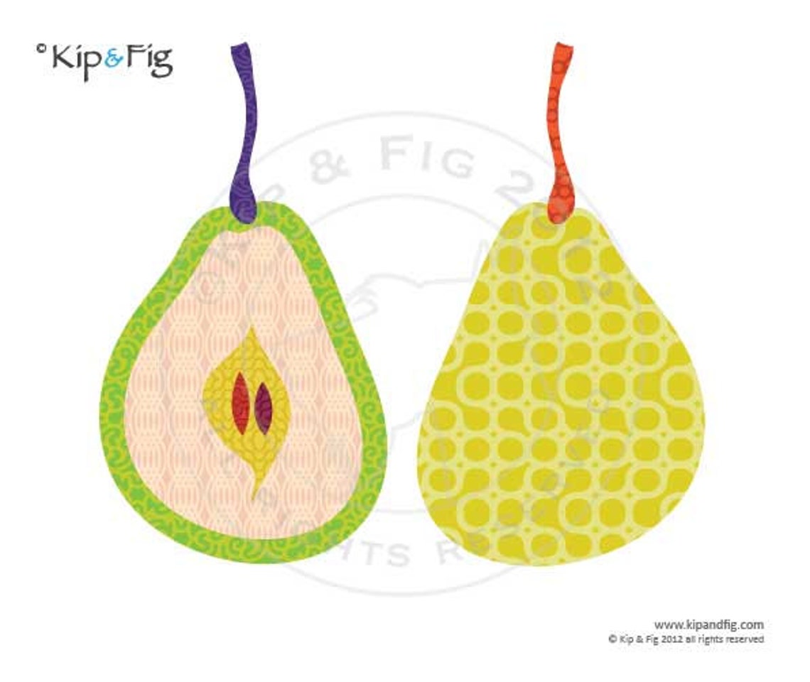 Pear Applique Template - Pdf Applique Pattern - Vintage Inspired Retro ...