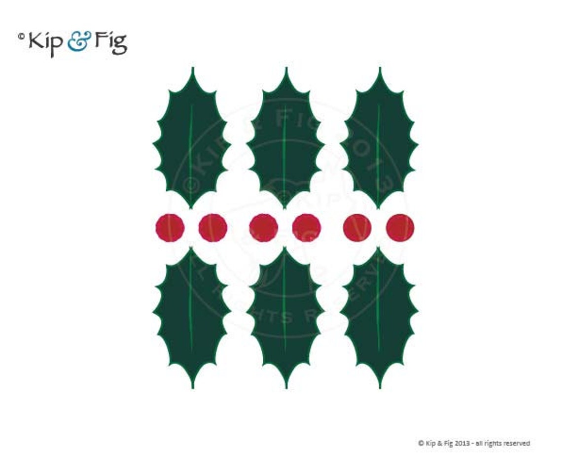 Holly Christmas Applique Template PDF Applique Pattern - Etsy