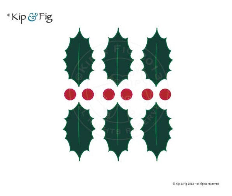 Holly Christmas Applique Template PDF Applique Pattern - Etsy