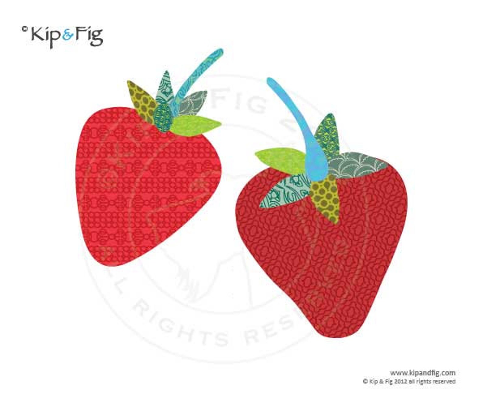 Strawberry Applique Template - Pdf Applique Pattern - Retro Fruit ...