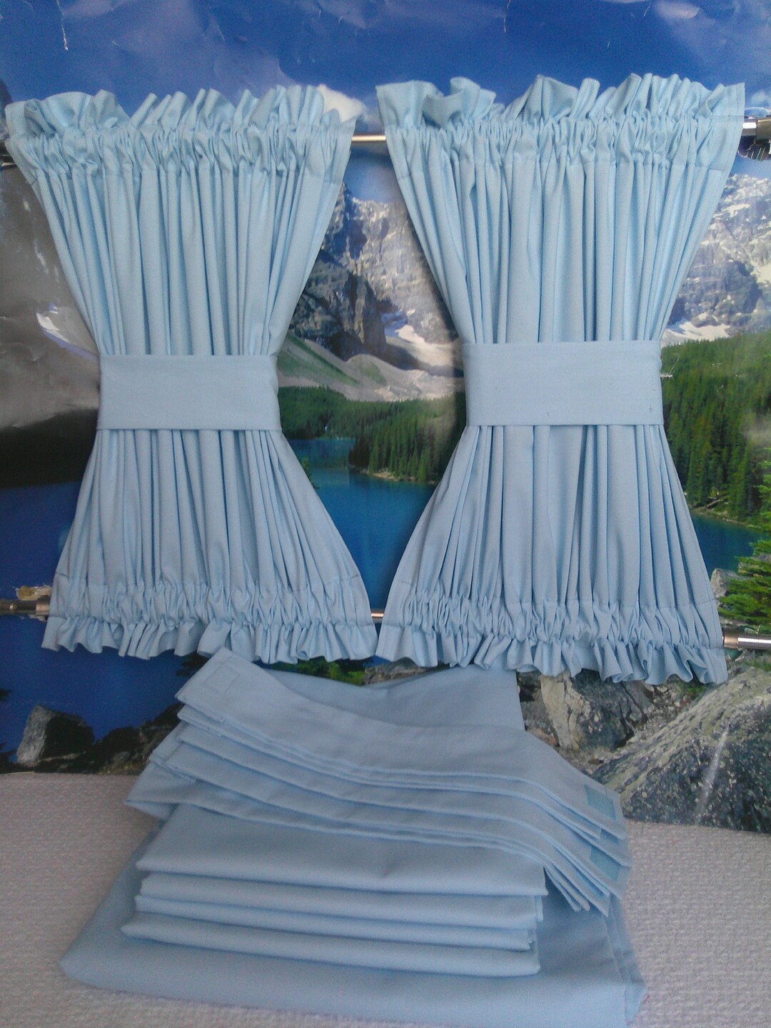 VW Bus Sky Blue Curtains With Cabin Dividers Fits Bay Window Models ...