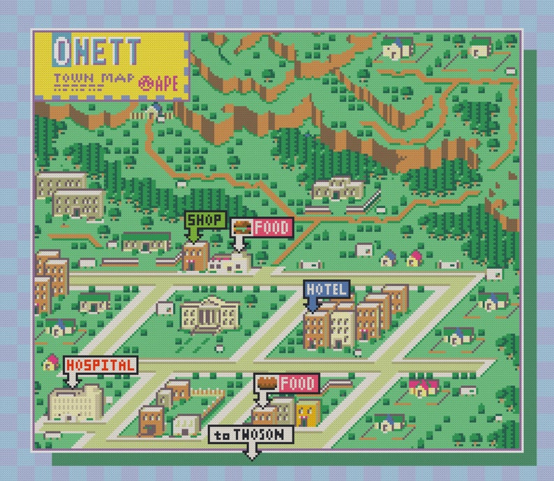 Earthbound/mother 2 Onett Town Map Cross Stitch Pattern - Etsy