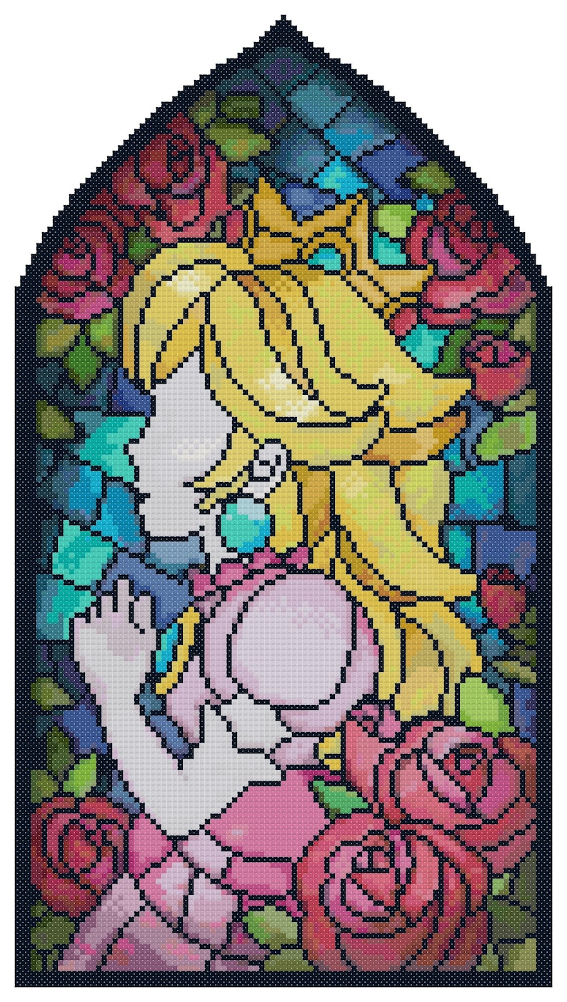 Stained Glass Peach Cross Stitch Pattern mario Odyssey - Etsy UK