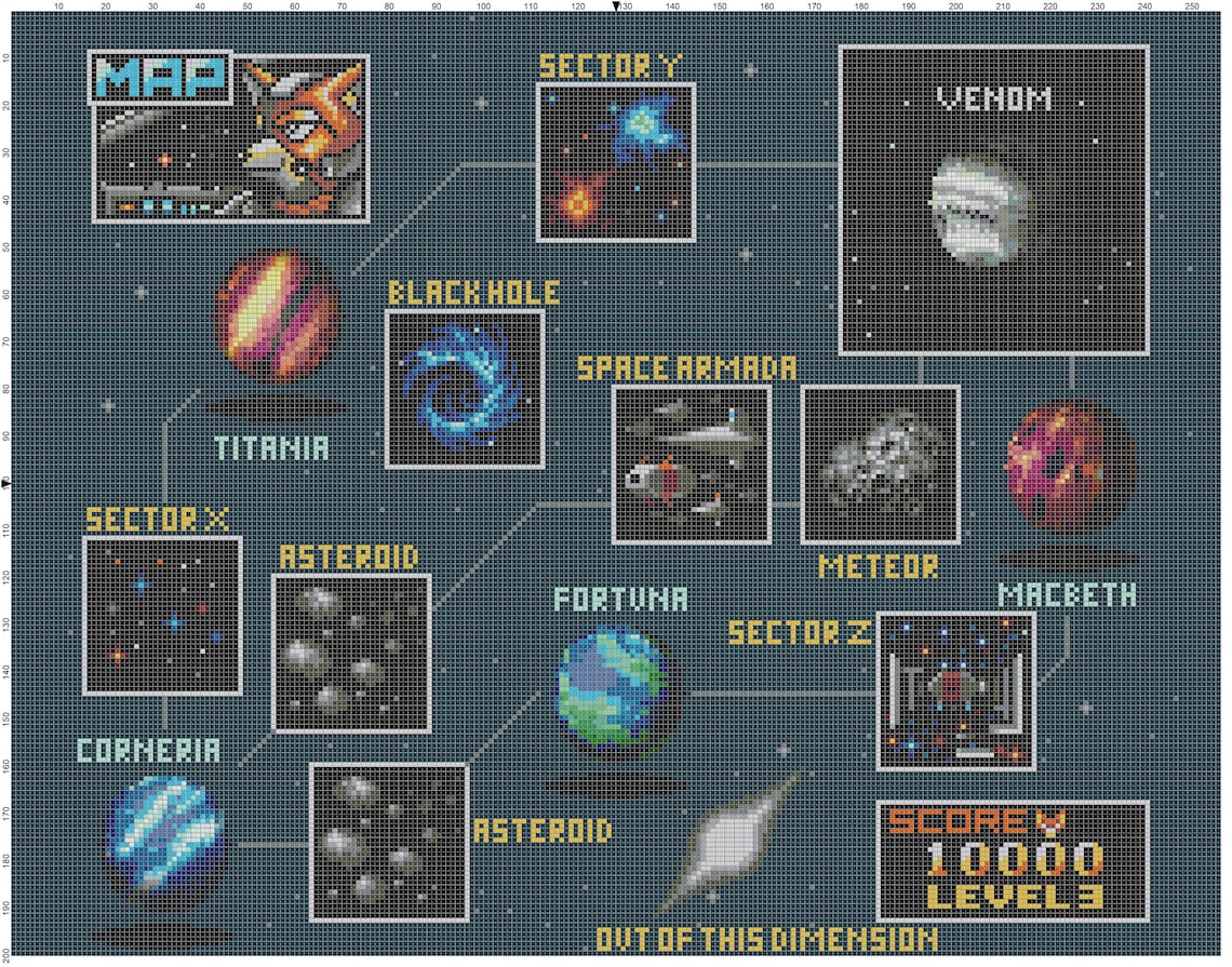 Star Fox (SNES) Lylat System Map Cross Stitch Pattern - Etsy