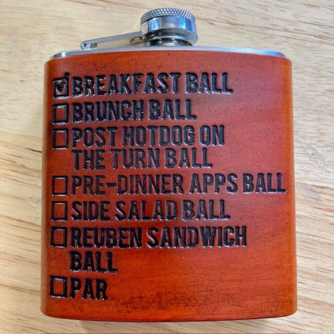 Breakfast Ball Golf Handmade Leather Flask, Flask for a Golfer ...