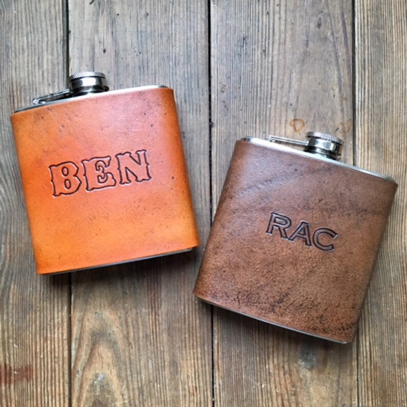 Personalized Flask Monogram Flask Wedding Leather Flask - Etsy