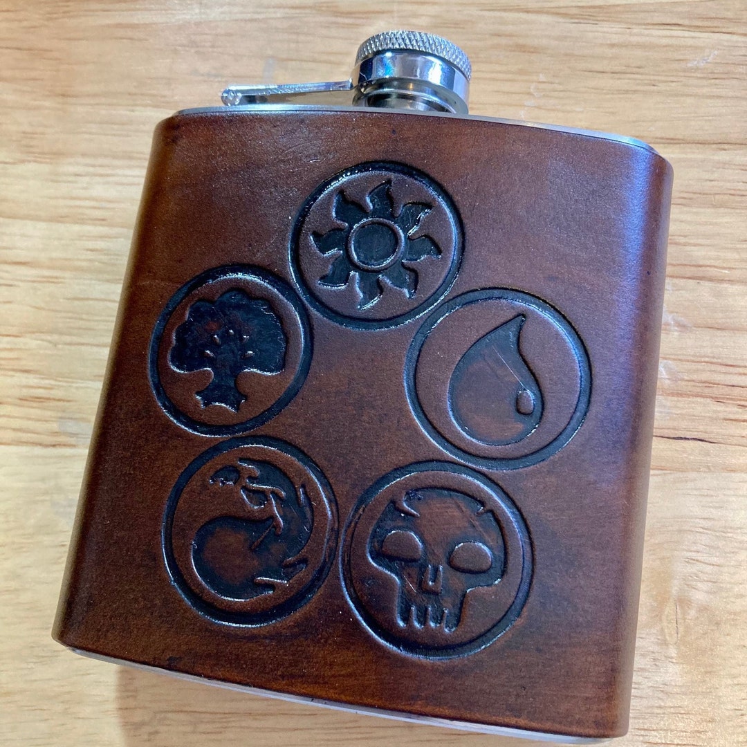 Magic the Gathering Flask, MTG Leather Handmade Flask, WUBRG Gift ...
