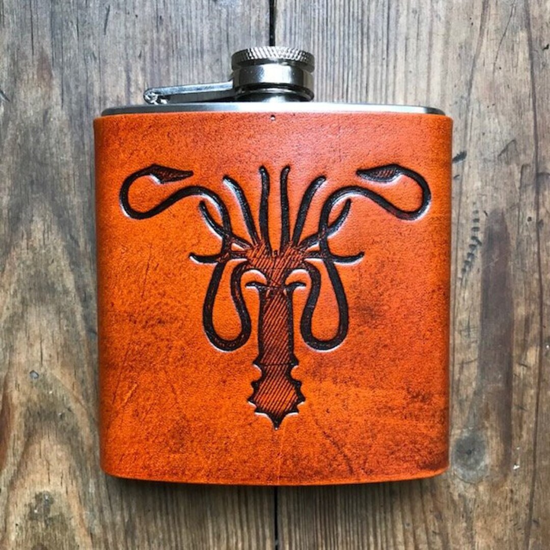 Game of Thrones Leather Flask, House Greyjoy Hip Flask, Got Engraved ...