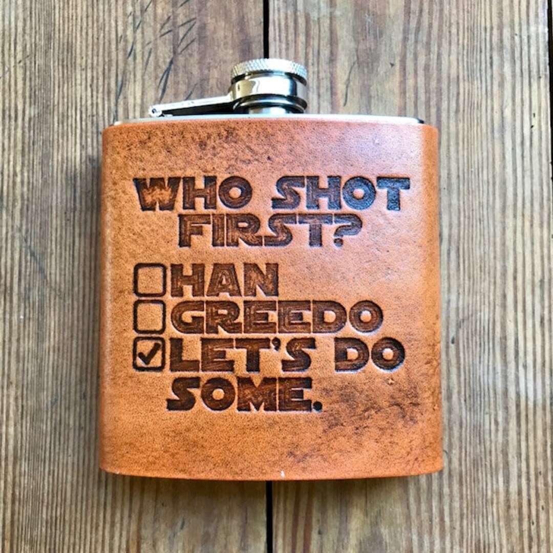 Who Shot First Flask, Star Wars, Han Solo, Greedo, Empire Strikes Back ...