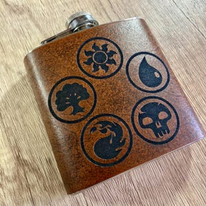 Magic the Gathering Flask, MTG Leather Handmade Flask, WUBRG Gift ...