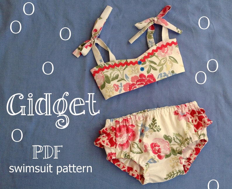 Gidget - Girl's Bikini Sewing Pattern. Retro Swimsuit Pattern. Children ...